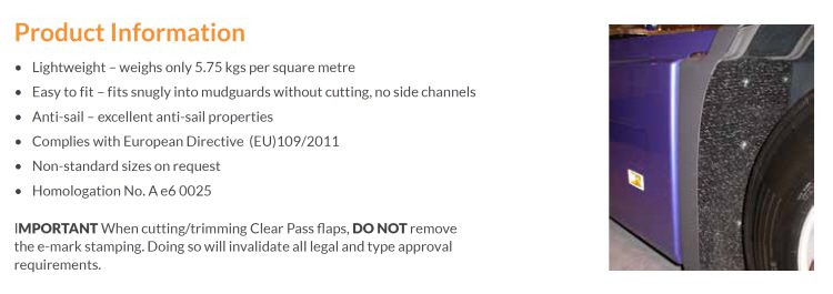 Spray Suppression Mudflaps EU Specification - Featherwing